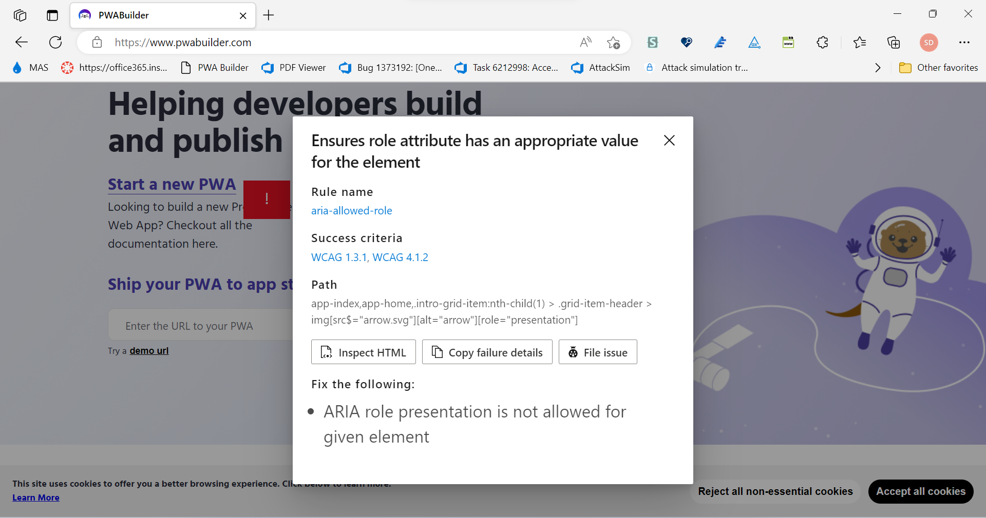 [PWA Builder-Blog]: Ensures role attribute has an appropriate value for the element on the page ...