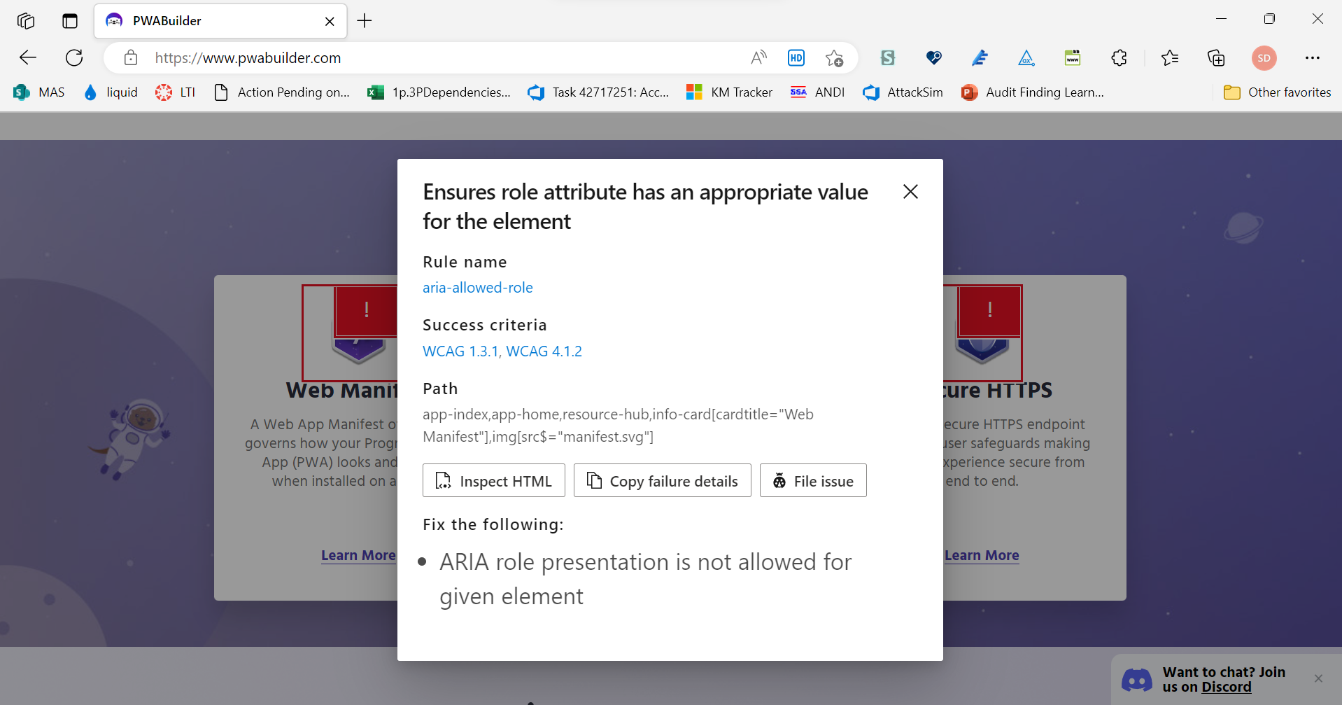 [PWA Builder-Blog]: Ensures role attribute has an appropriate value for the element on the page ...