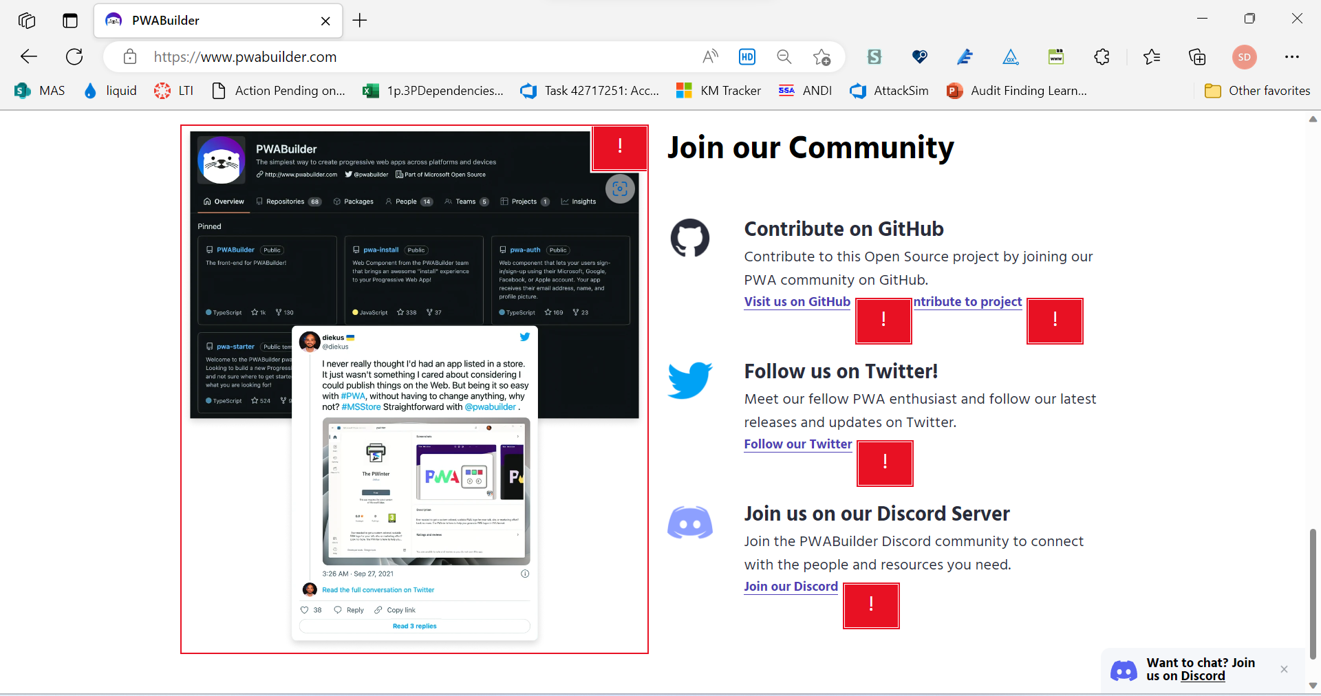 [PWA Builder-Blog]: Ensures role attribute has an appropriate value for the element on the page ...