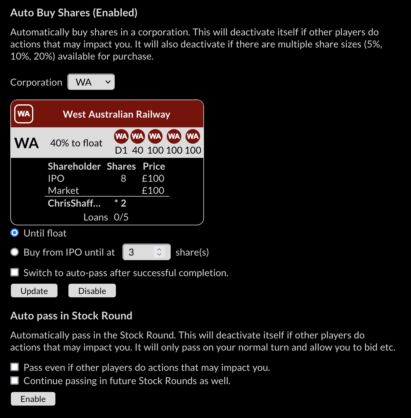 Better auto buy until float · Issue #8341 · tobymao/18xx · GitHub