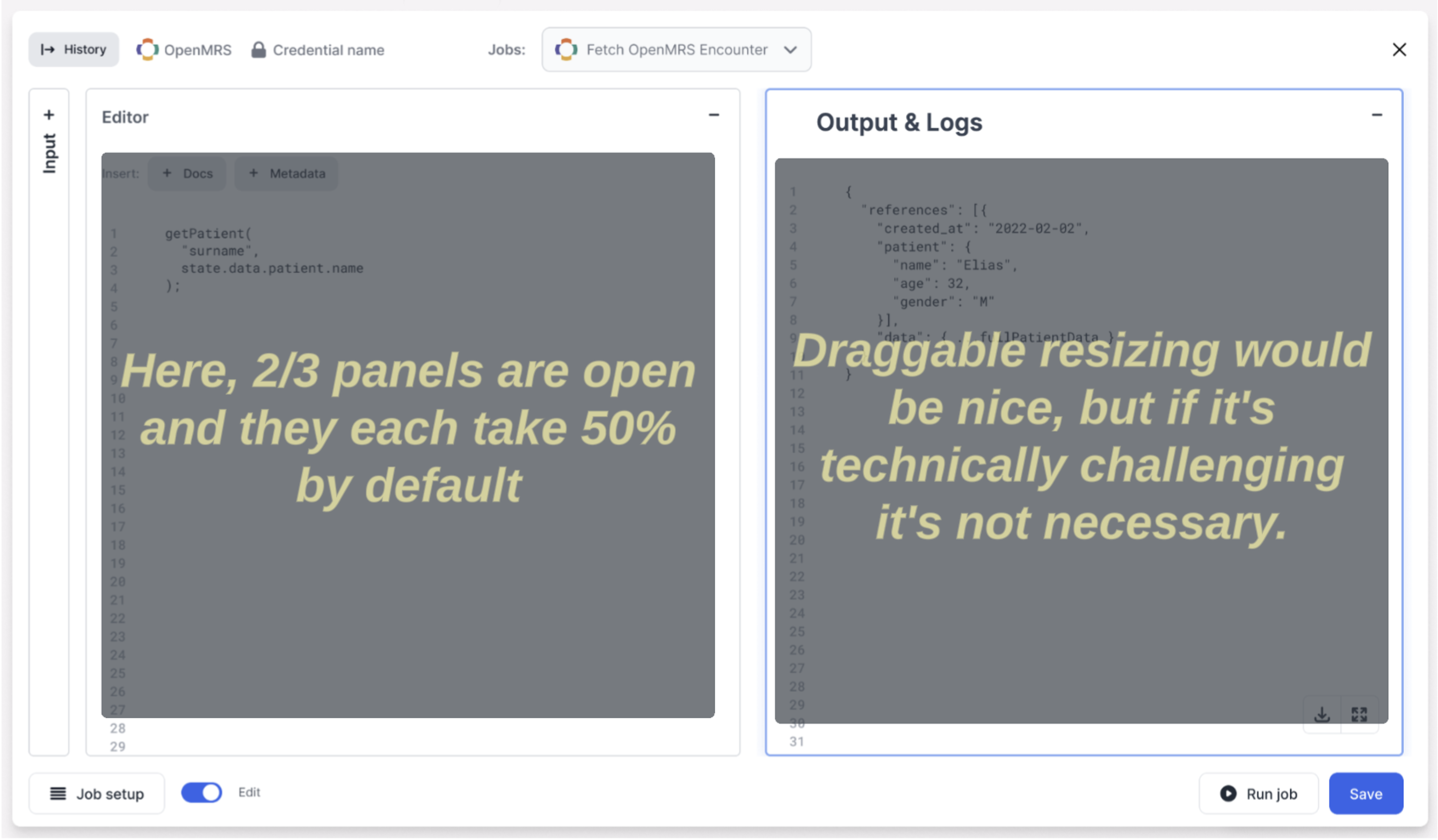 Collapsible panels for Job Editor interface · Issue #1025 · OpenFn/Lightning · GitHub