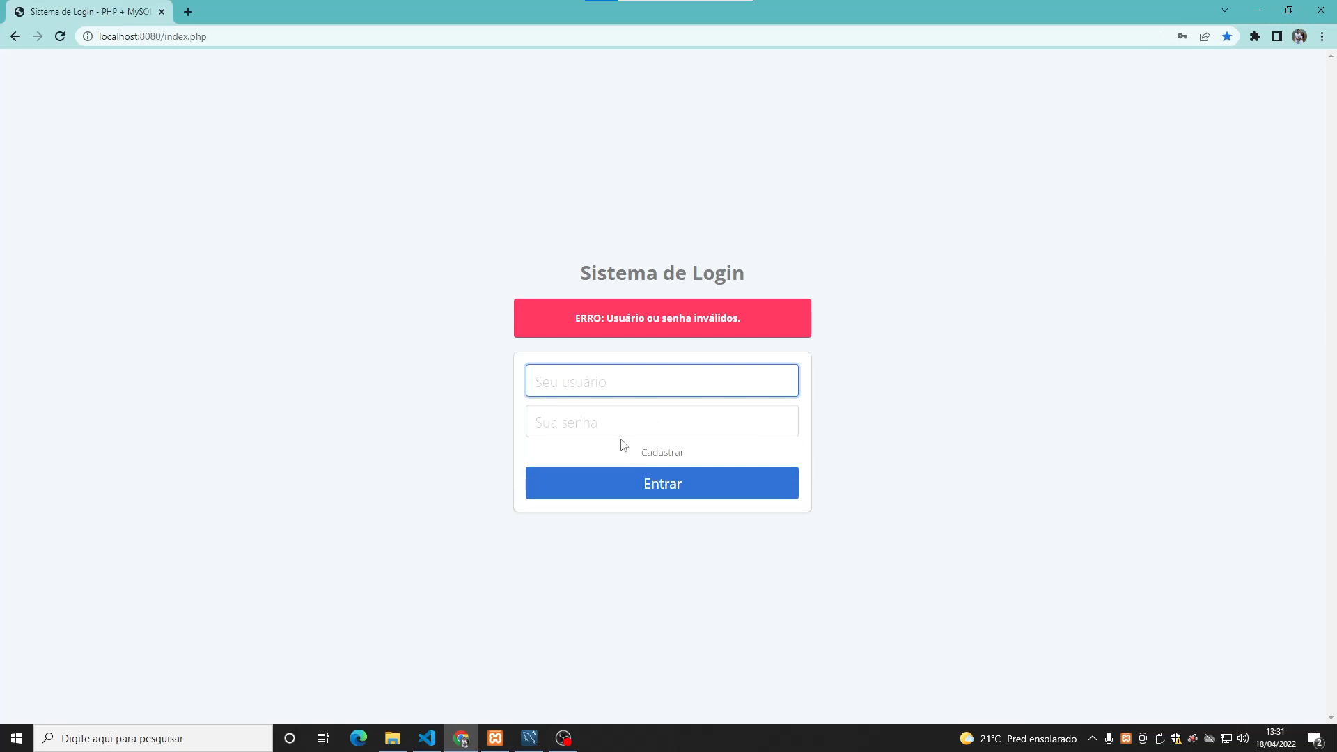 GitHub - Veronez1/Sistema-Login-e-Cadastro: Sistema de Login e Cadastro ...