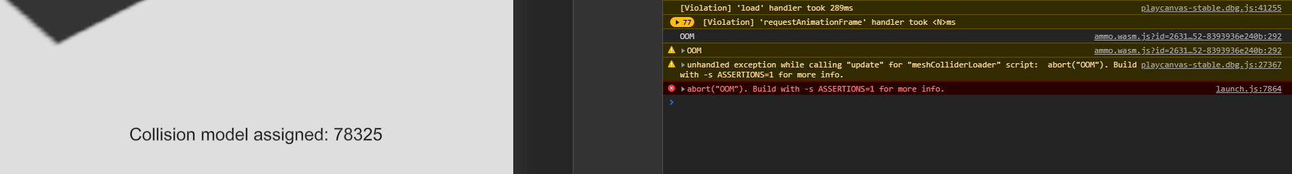 Ammo memory leak when assigning mesh to the collision component. · Issue #1786 · playcanvas ...