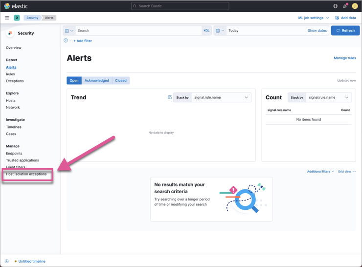 [DOCS] Update screenshots for Host isolation exceptions side nav option · Issue #1189 · elastic ...