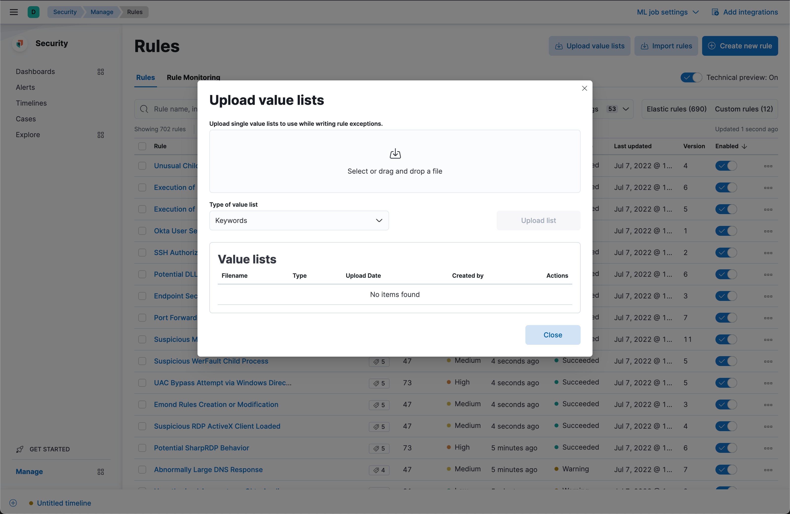[DOCS] Import value lists: renamed button, new flyout UI · Issue #2262 · elastic/security-docs ...