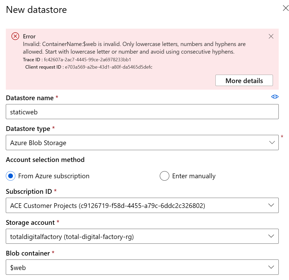 New datastore blade does not accept static web container "$web" name · Issue #1609 · Azure ...