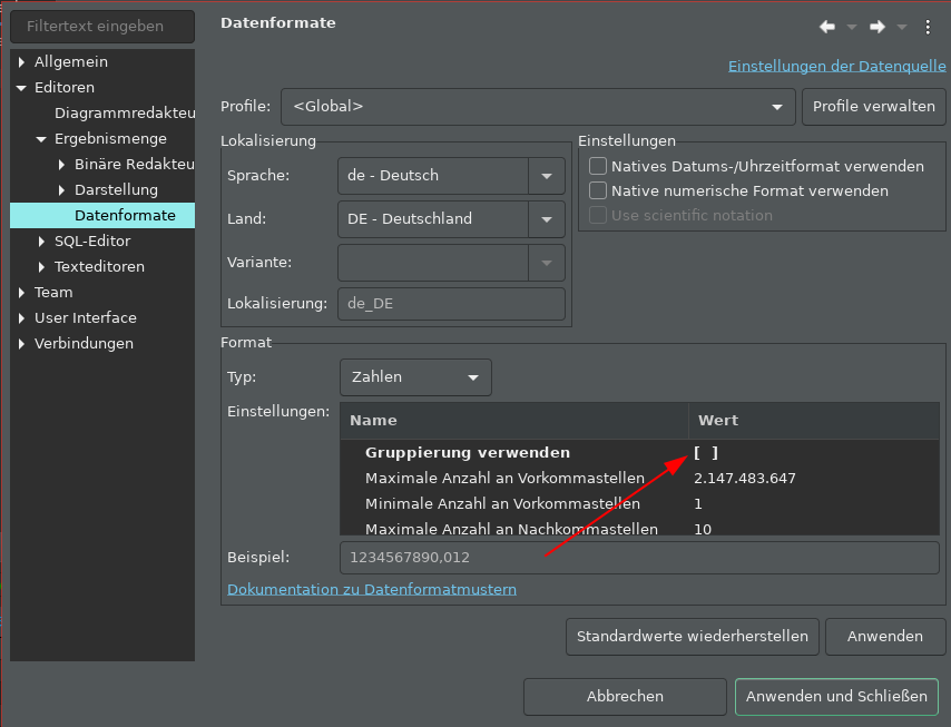 DBeaver - Number values formatted in thousands by default. · Issue #2334 · dbeaver/dbeaver · GitHub