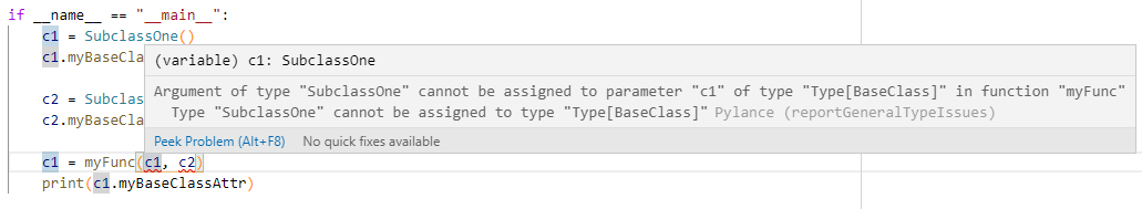 Question Pylance Does Not Correctly Resolve Inherited Classes Subclasses With Typingtype