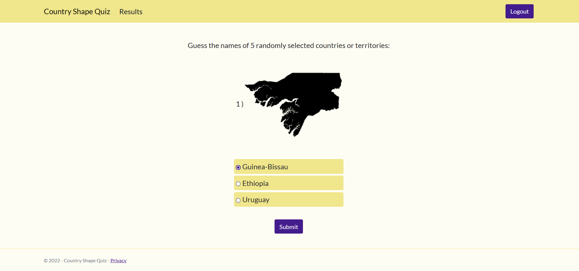 GitHub - juliakisielewicz/country-shape-quiz: Geography-themed quiz ...