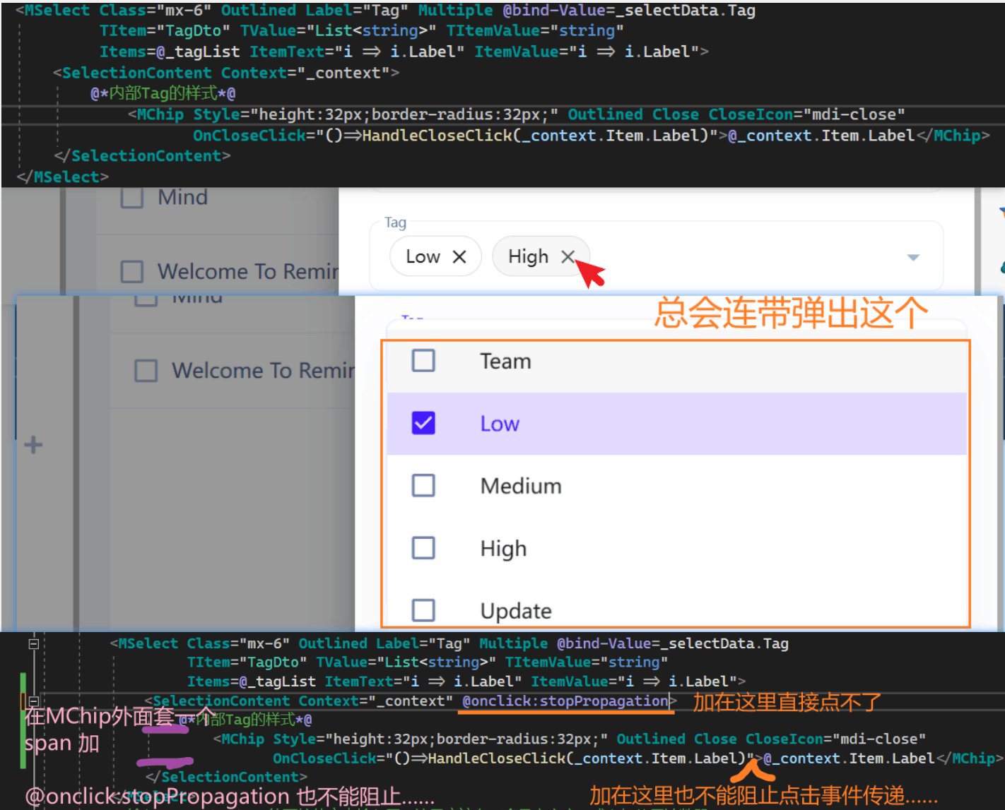 在删除MChip时阻止点击事件传递至SelectionContent · Issue #1076 · masastack/MASA.Blazor · GitHub