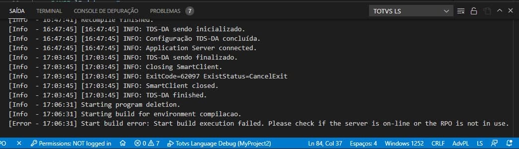 Stop Debug e Não conecta mais no Server · Issue #808 · totvs/tds-vscode · GitHub