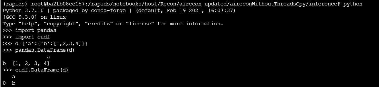 [BUG] DataFrame constructor incorrectly loads nested dictionary input · Issue #8725 · rapidsai ...