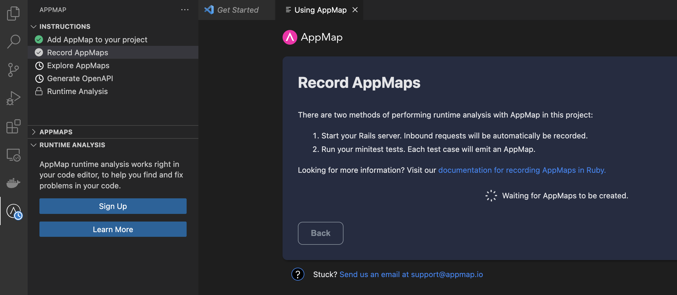 `Record AppMaps` appears as completed in the sidebar despite no AppMaps created · Issue #550 ...
