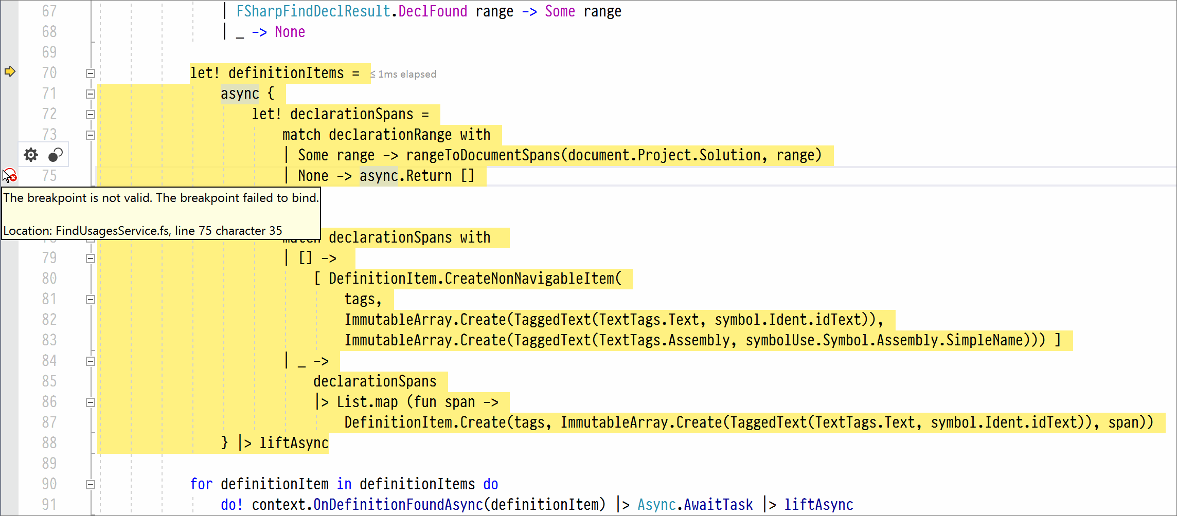 Cannot put breakpoints inside a CE · Issue #3623 · dotnet/fsharp · GitHub