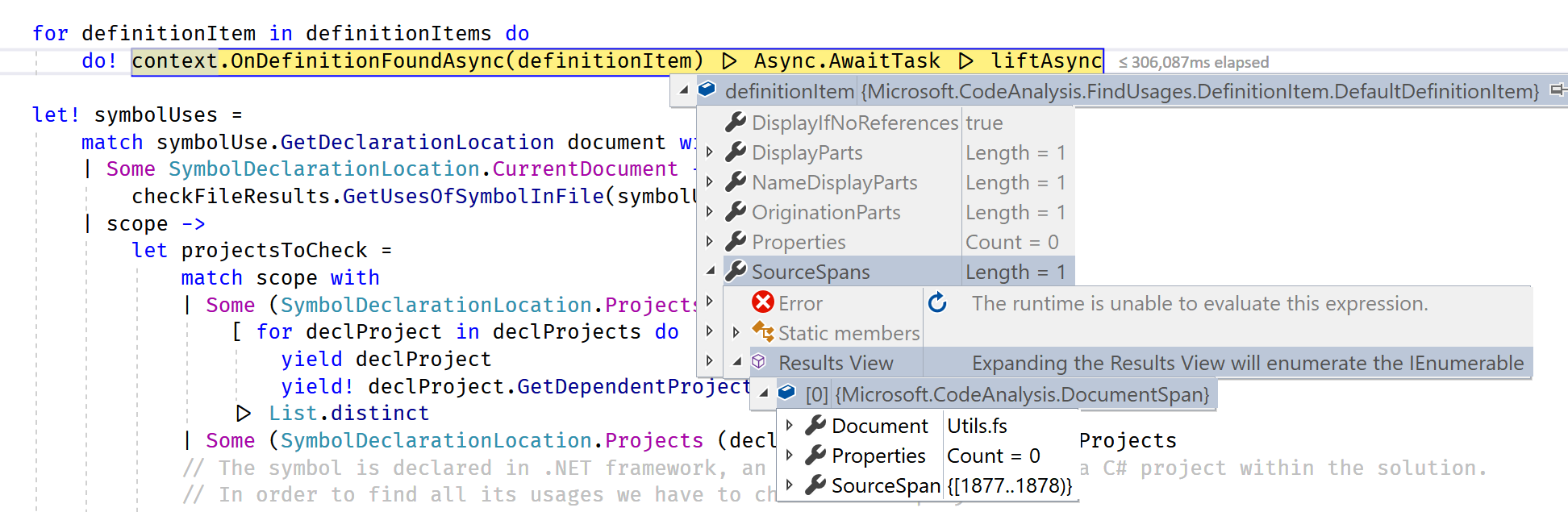 Find all references hangs forever on any part of active pattern · Issue ...