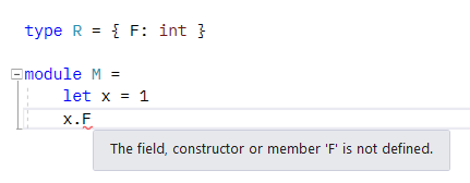 Wrong compiler error when a record field is used after dot on a variable of unrelated type ...
