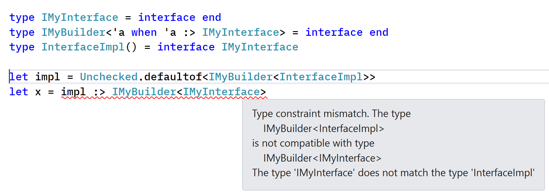 Inherited Interface With Covariant Parameter Isnt Compatible · Issue 5277 · Dotnetfsharp · Github 7589
