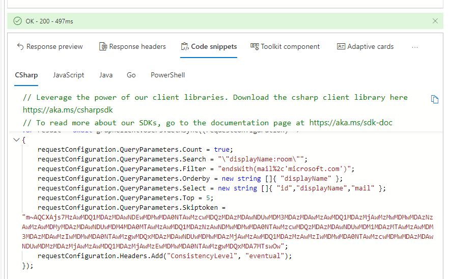 Skiptoken property no longer available on QueryParameters · Issue #1679 · microsoftgraph/msgraph ...