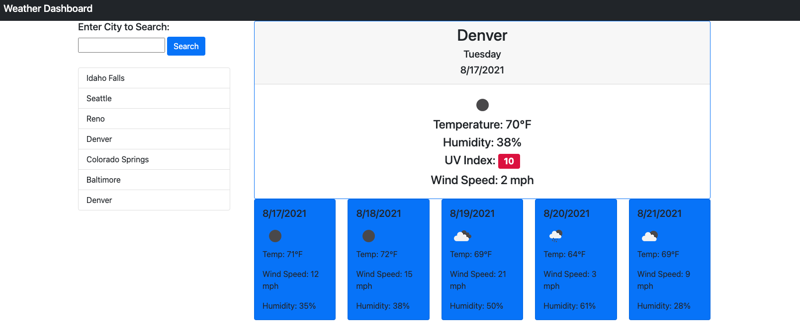 GitHub - Korbin-Sargent/Weather-Dashboard