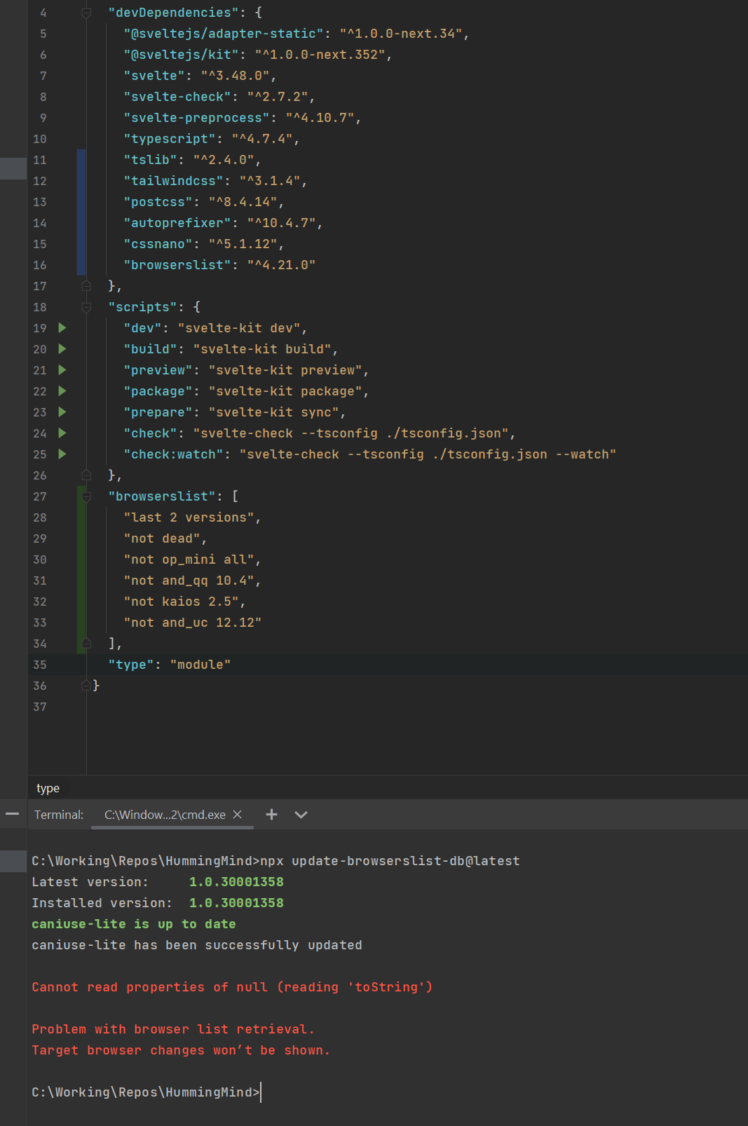 Error message during browserslist database update · Issue #704 · browserslist/browserslist · GitHub