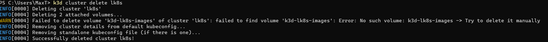 False Warning message on cluster delete · Issue #1151 · k3d-io/k3d · GitHub