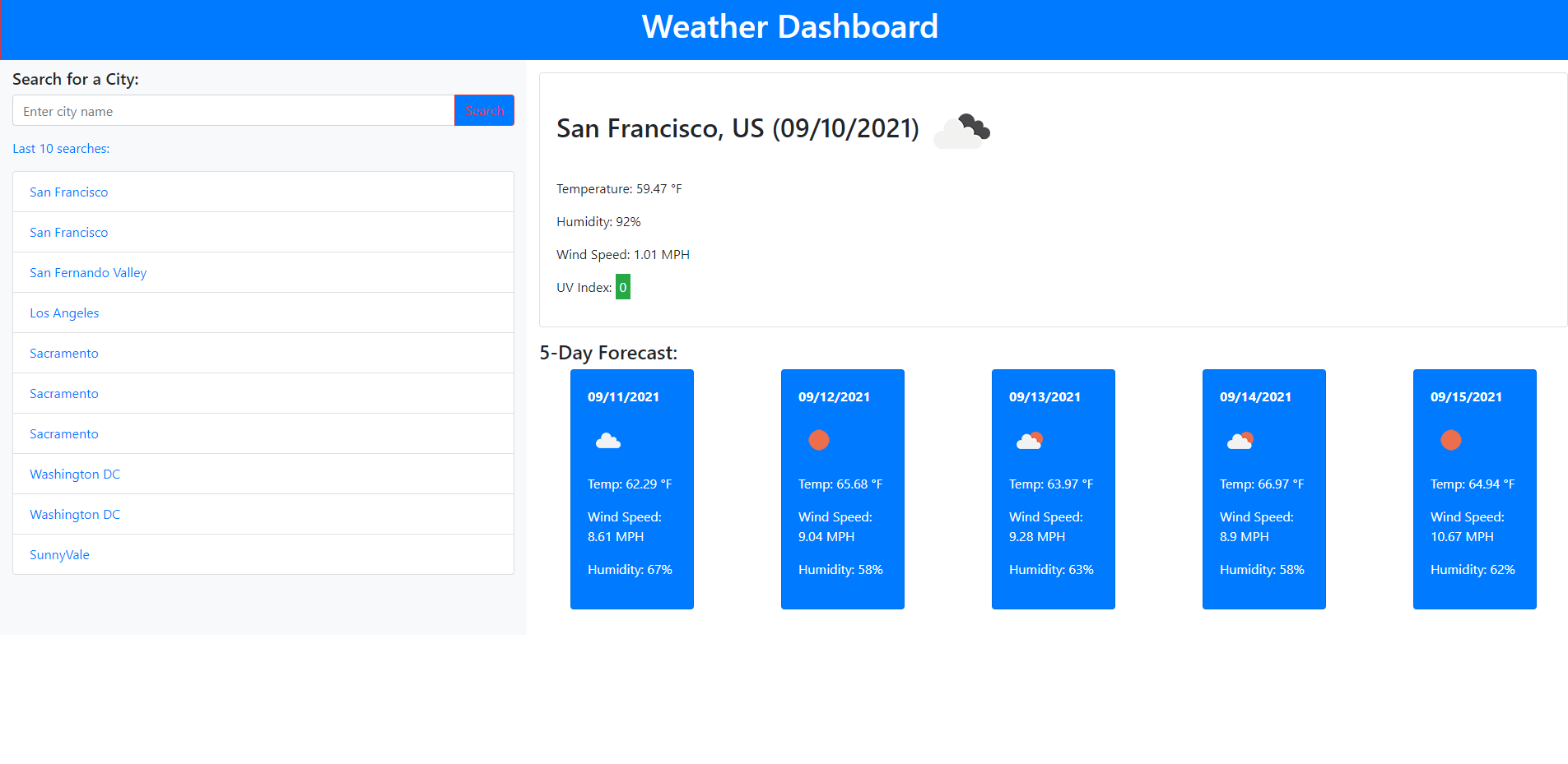 GitHub - jyoung0613/weather-dashboard: Check the weather in your area!