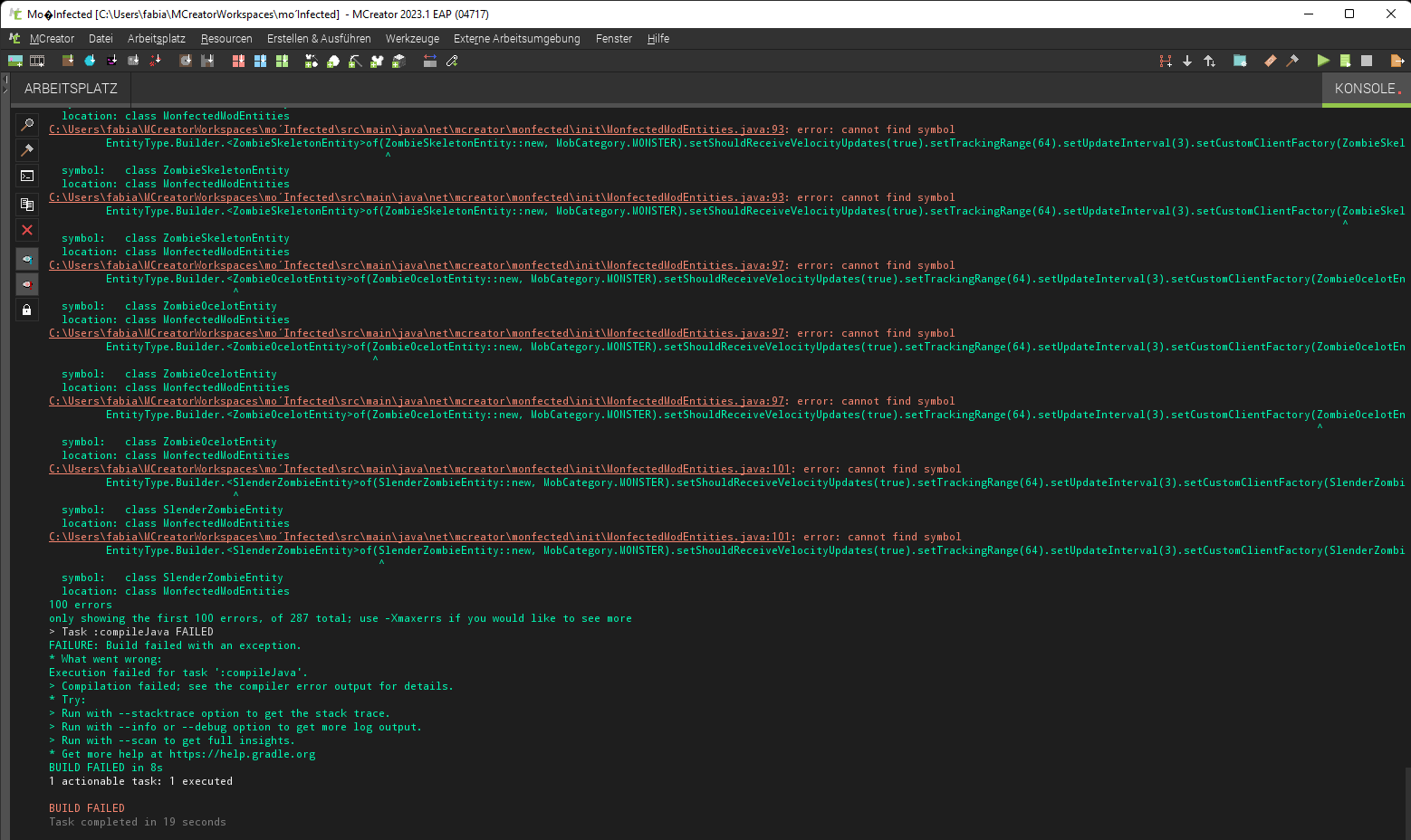 after opening the workspace it shows errors · Issue #3517 · MCreator/MCreator · GitHub