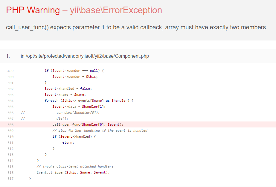 On event as array in configs · Issue #14985 · yiisoft/yii2 · GitHub