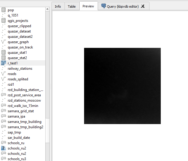 Only First Row For Postgis Raster Table In Db Manager Preview And When