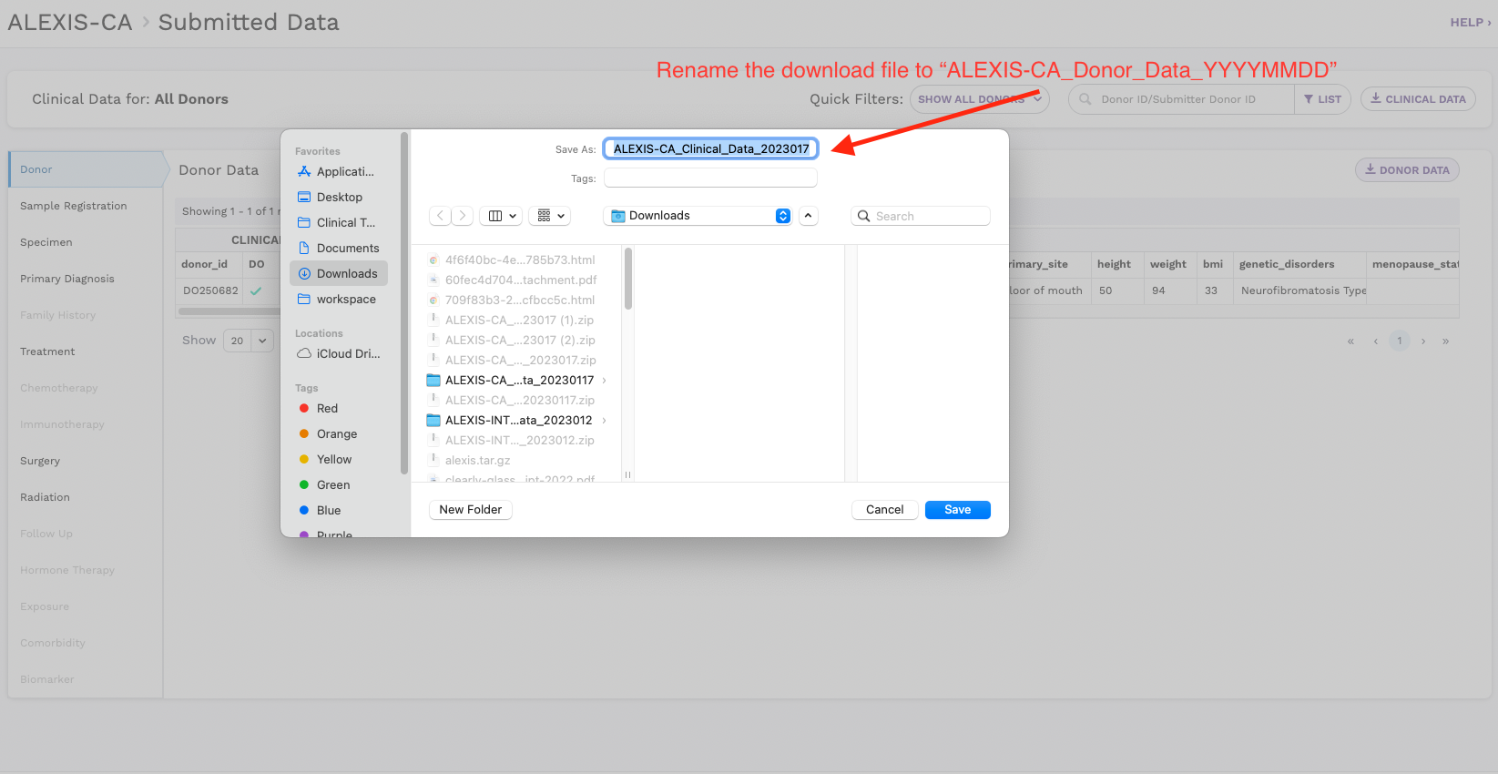 Rename Clinical Download Files · Issue 2543 · Icgc Argoplatform Ui