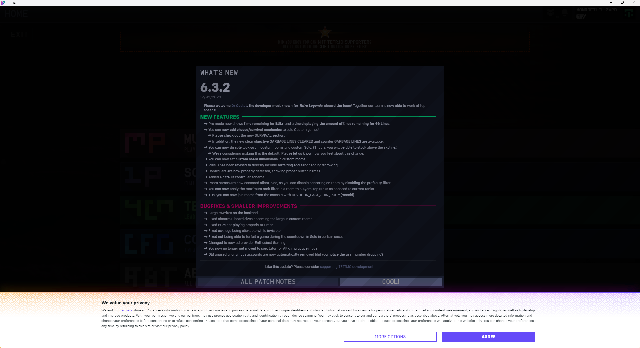 GDPR cookie consent window does not display properly on 2K monitors · Issue #1088 · tetrio ...