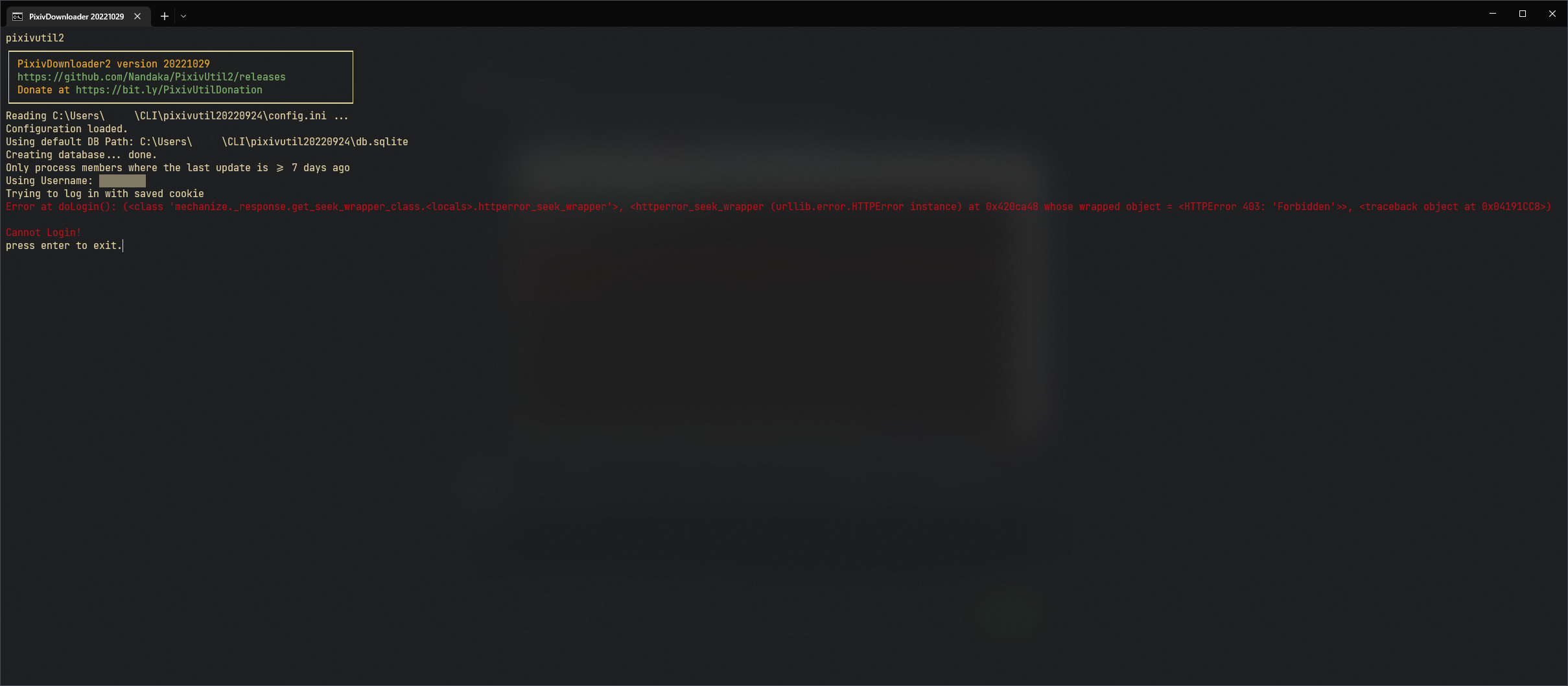 loginUsingCookie fails with 403 Forbidden · Issue #1210 · Nandaka/PixivUtil2 · GitHub
