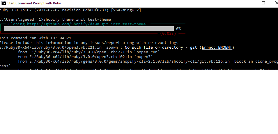 Error Copying Dawn theme through shopify theme init command · Issue #1383 · Shopify/shopify-cli ...
