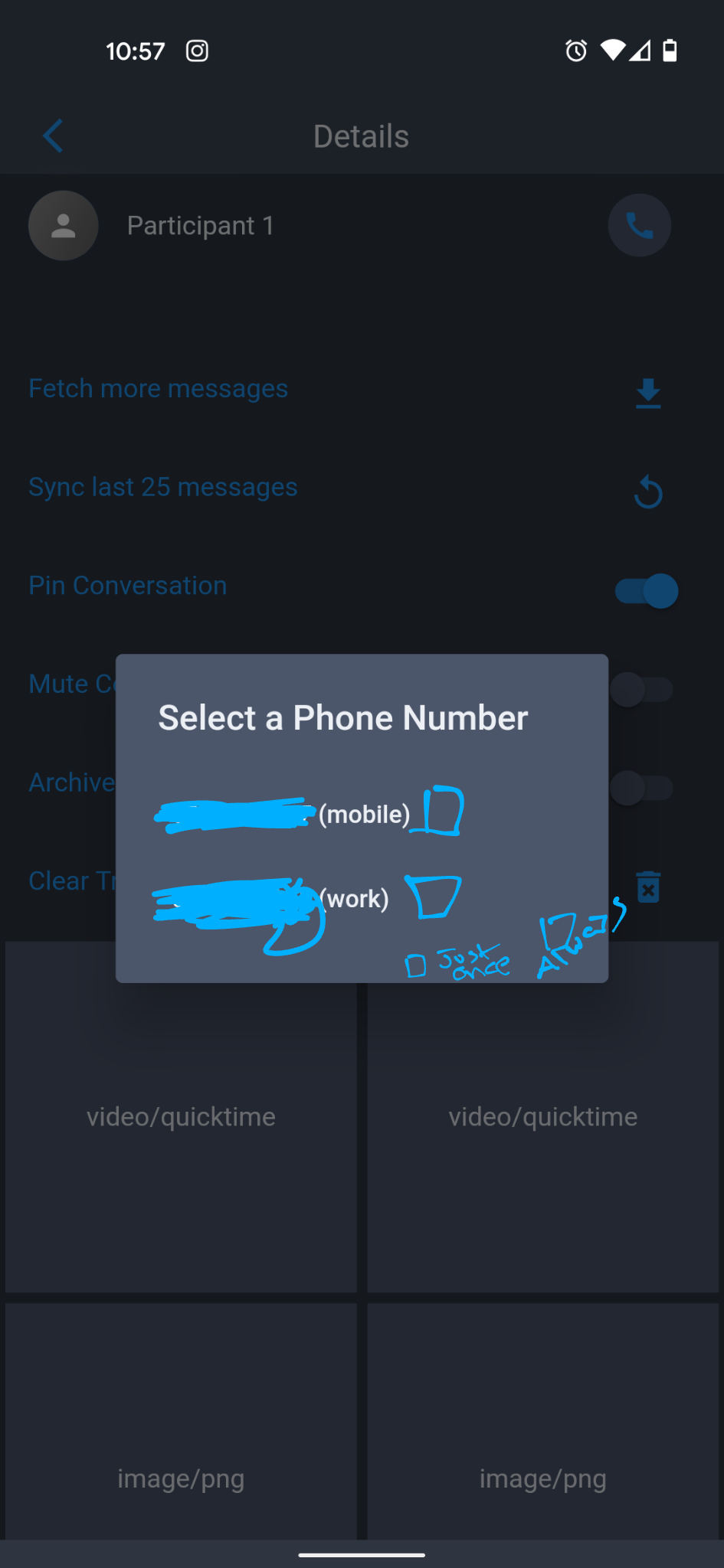 Calling from BlueBubbles - remember mobile/work/other selection · Issue #1085 · BlueBubblesApp ...