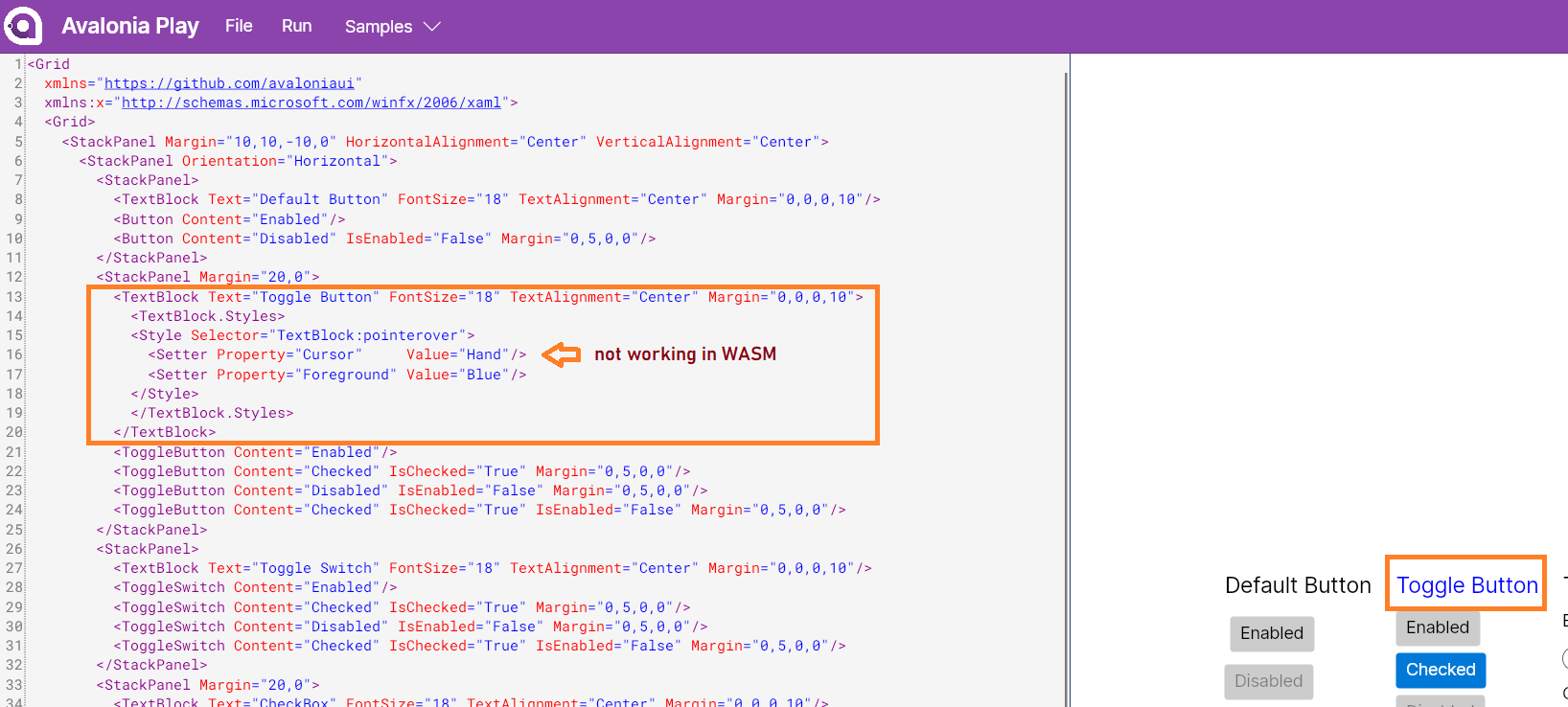 Cursor "Hand" not working in WASM · Issue #11202 · AvaloniaUI/Avalonia · GitHub