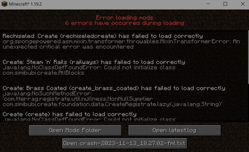 InvocationTargetException and other · Issue #5747 · Creators-of-Create ...