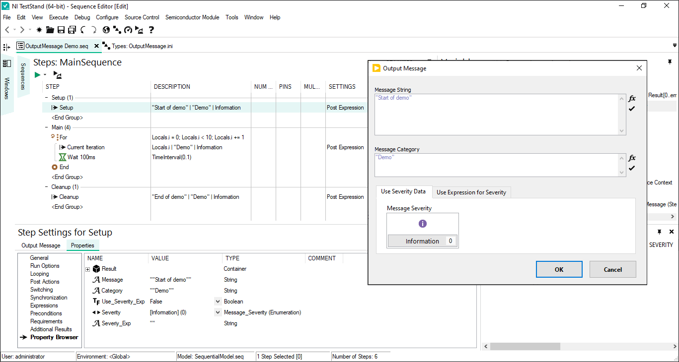 GitHub - ItsMeAshiq/TestStand-OutputMessage: Custom Step Type addon to ...