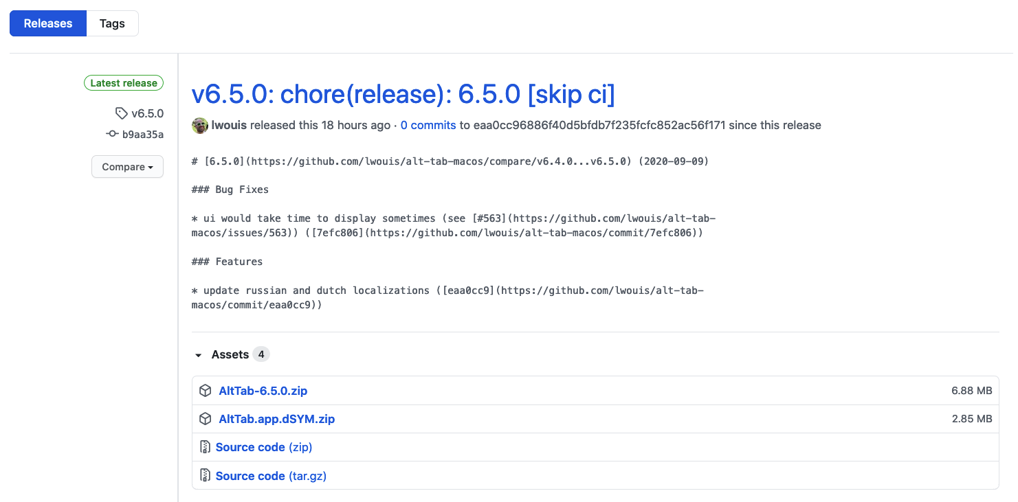 Github release log doesn't render the content nicely as markup · Issue #597 · lwouis/alt-tab ...