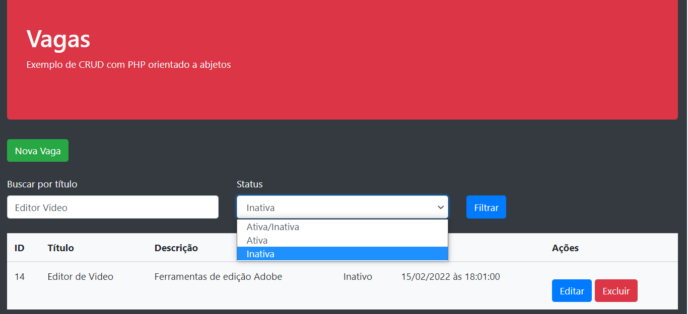 GitHub - PauloMoraiiis/vagas: Crud para site de vagas de emprego
