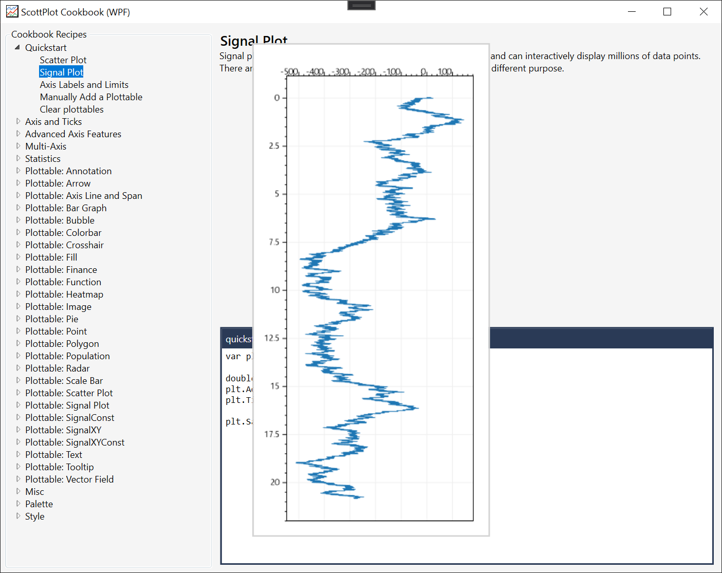 Signal plot with sample rate in Y and values in X · ScottPlot ScottPlot ...