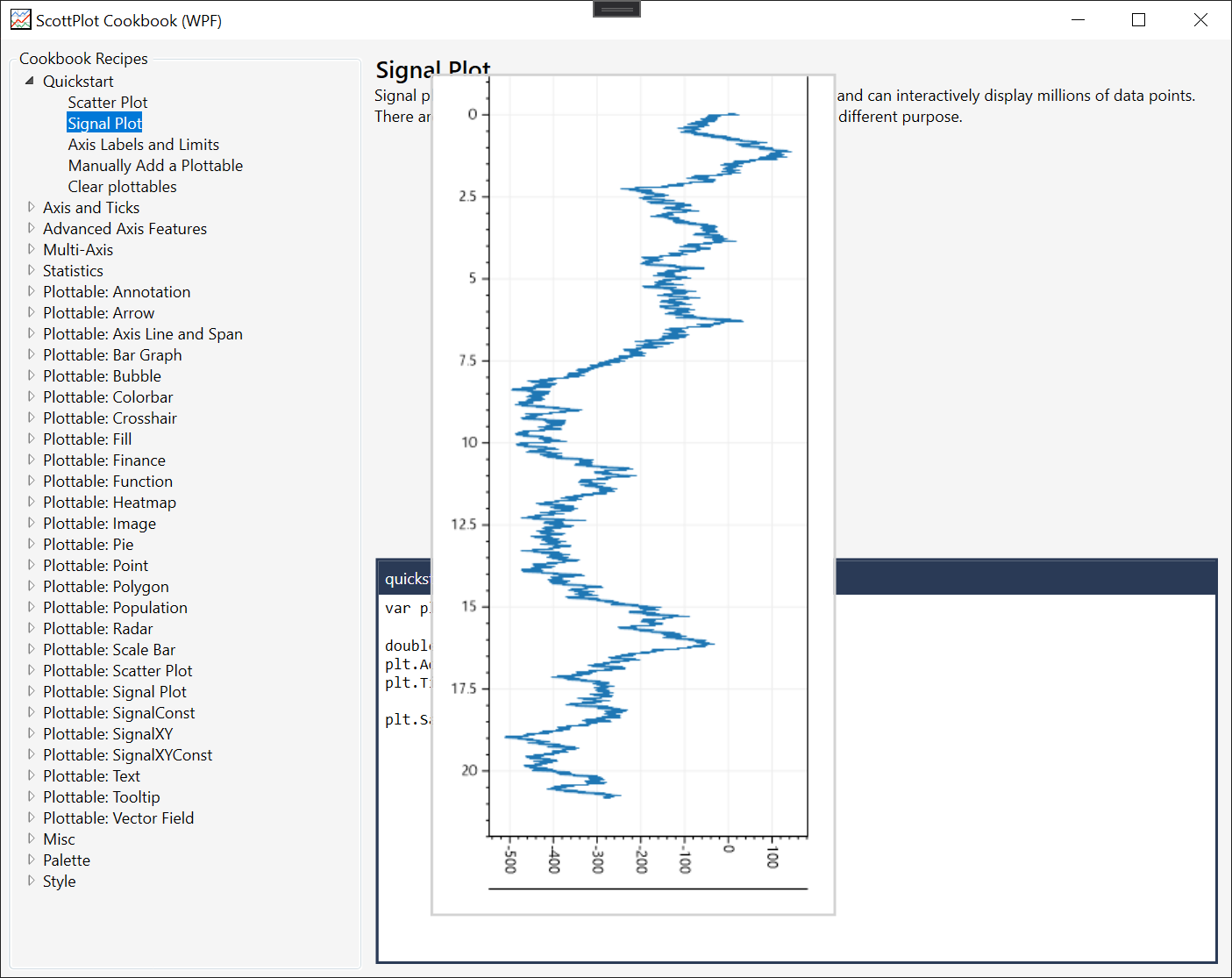 Signal plot with sample rate in Y and values in X · ScottPlot ScottPlot ...