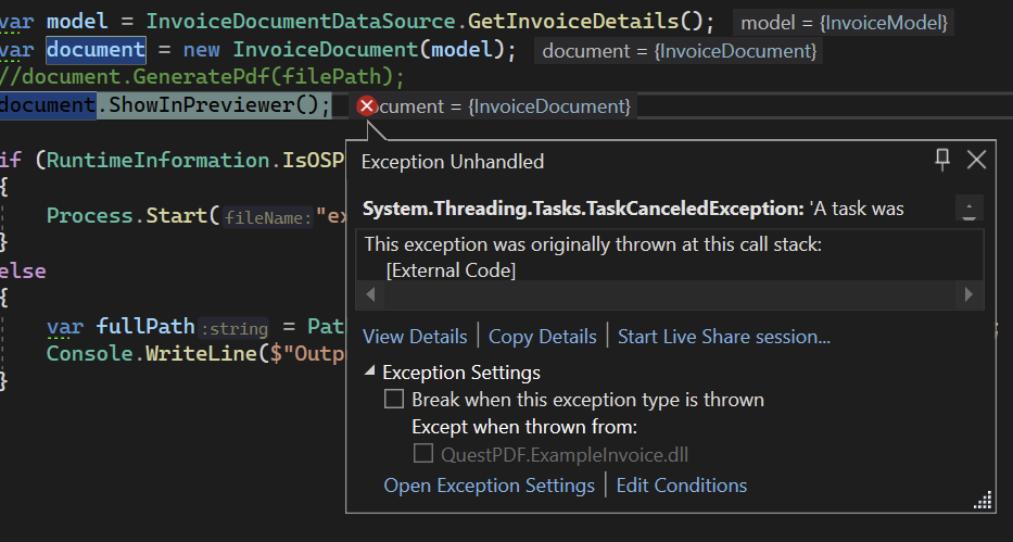 Previewer unable to load generated PDF · Issue #172 · QuestPDF/QuestPDF · GitHub