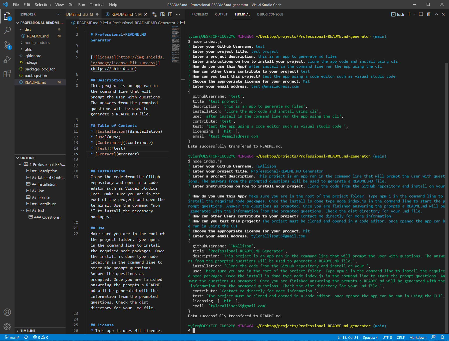 GitHub - TWAllison/Professional-README.md-generator