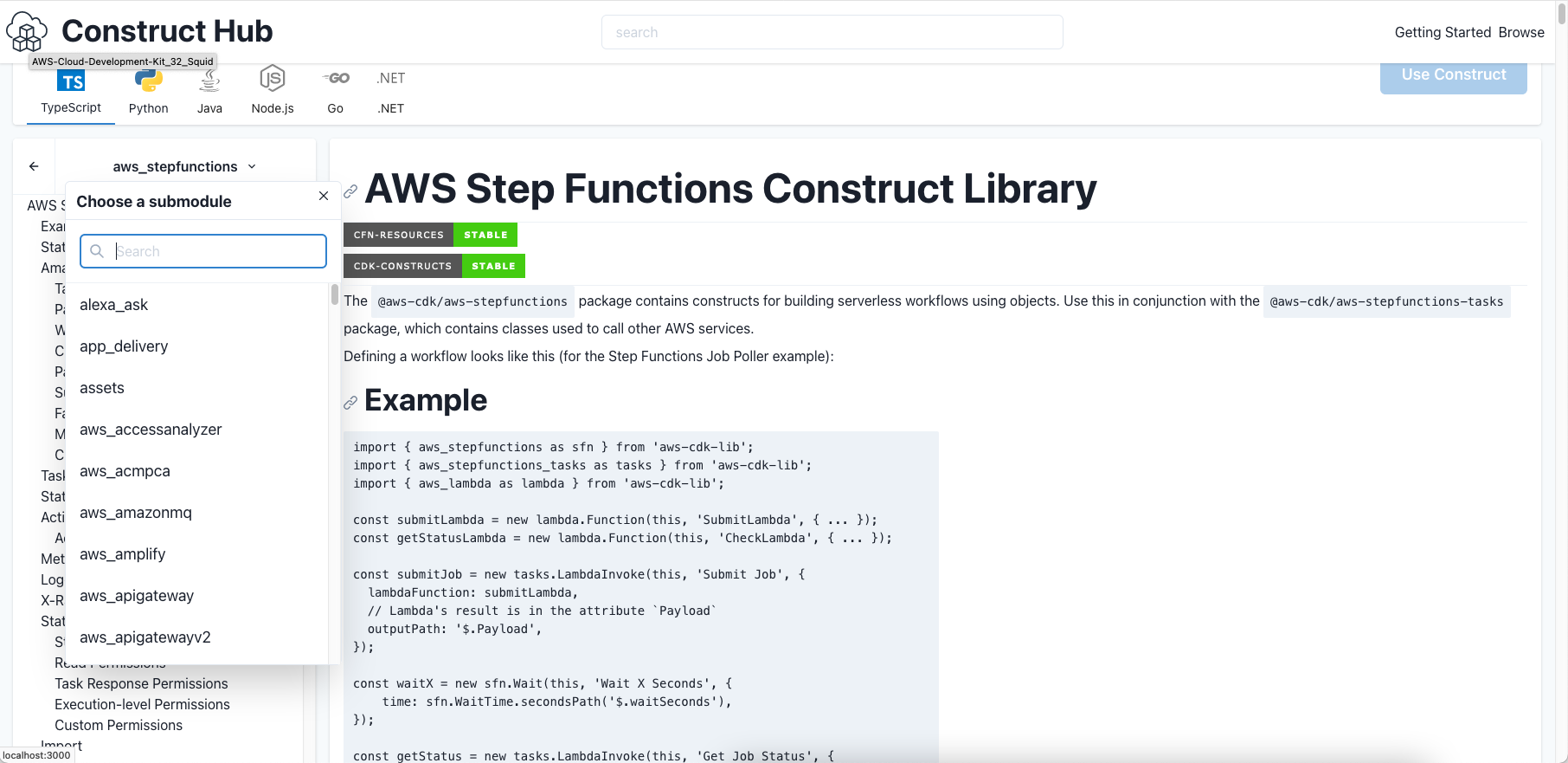 Package page - implement "choose submodule" button · Issue #49 · cdklabs/construct-hub-webapp ...