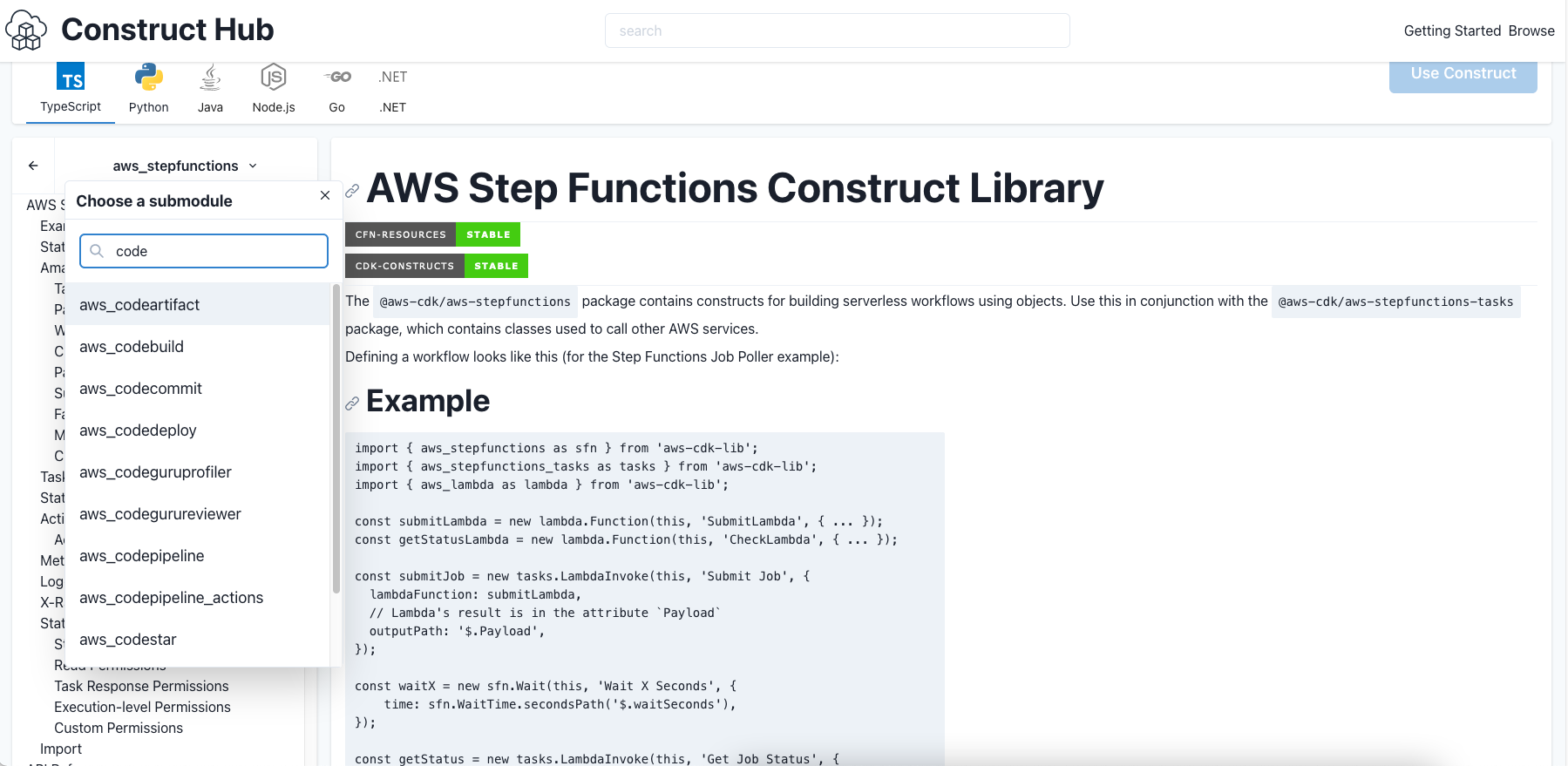 Package page - implement "choose submodule" button · Issue #49 · cdklabs/construct-hub-webapp ...