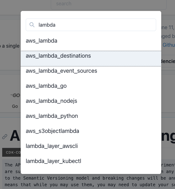 Package page - implement "choose submodule" button · Issue #49 · cdklabs/construct-hub-webapp ...