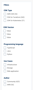 Implement search fillter sidebar · Issue #400 · cdklabs/construct-hub-webapp · GitHub