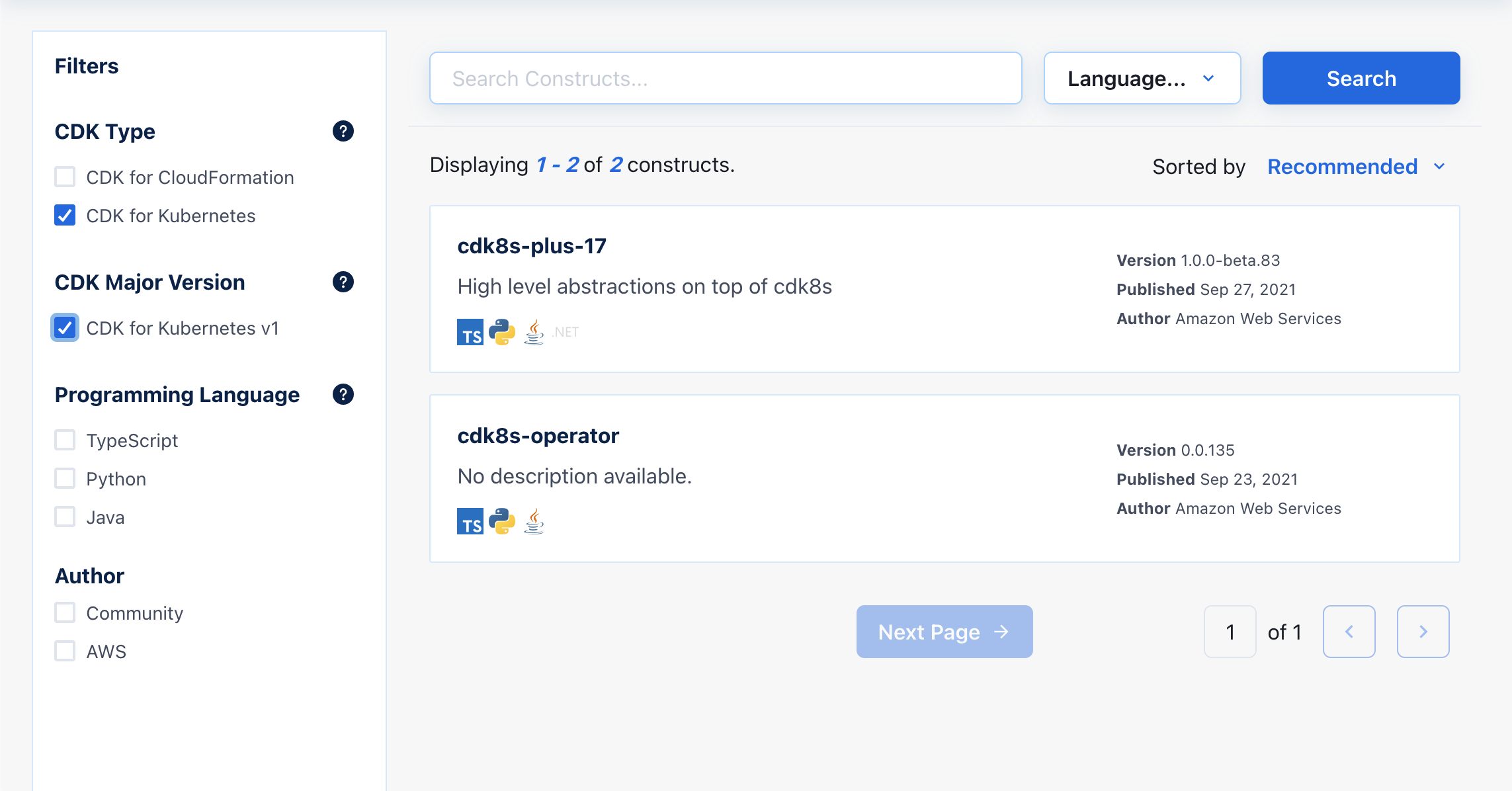 feat: CDKType + version filter by gabewomble · Pull Request #454 · cdklabs/construct-hub-webapp ...