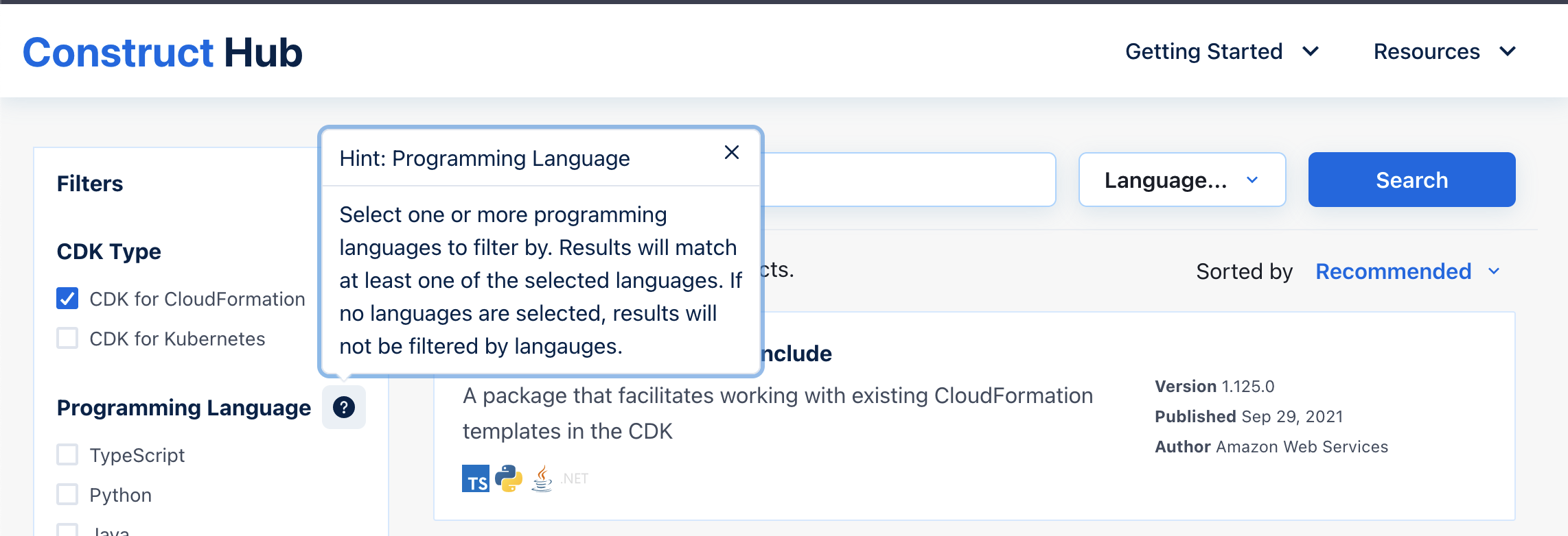feat: CDKType + version filter by gabewomble · Pull Request #454 · cdklabs/construct-hub-webapp ...