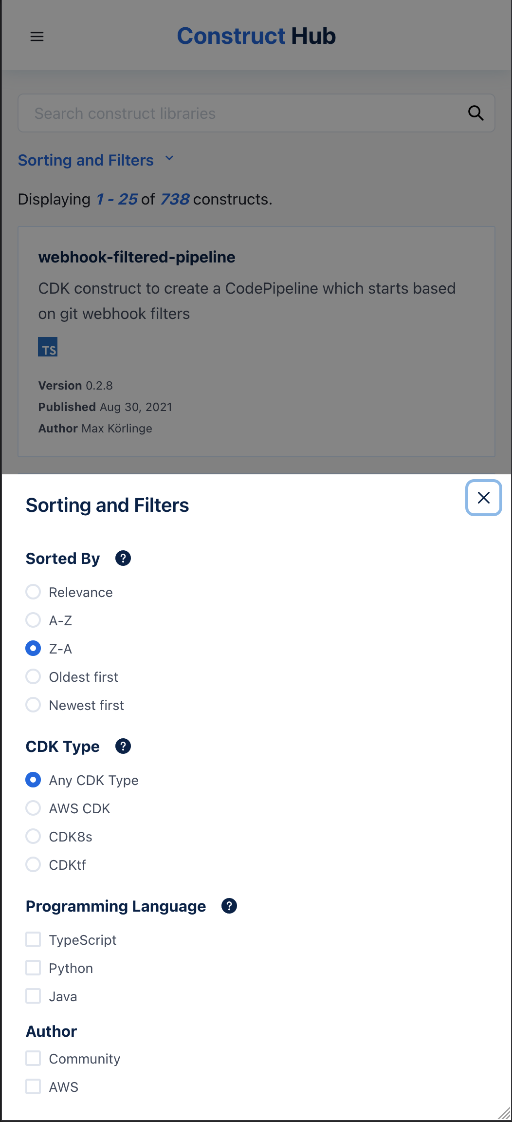 Responsive UI: Search Page · Issue #444 · cdklabs/construct-hub-webapp · GitHub